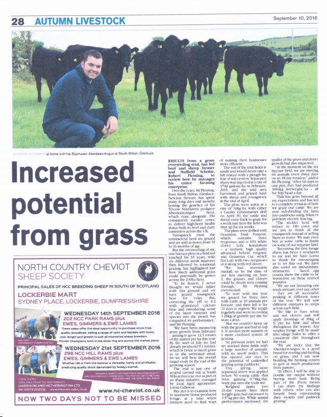 Scottish Farmer Robert Fleming 10 September 2016 - talking grass